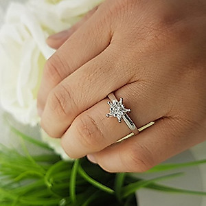 Dazzlingrock Collection 0.15 Carat (ctw) 14k Noble Cut Diamond Star Shaped 5 Stone Women Bridal Engagement Ring, White Gold, Size 7