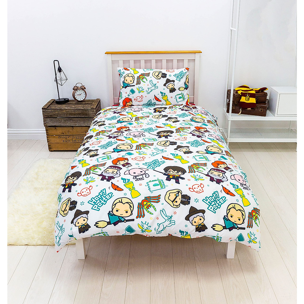 Harry Potter Duvet Cover Scene Design | Reversible 2 Sided Bedding Duvet Cover, Official Merchandise Pillow Case (Single