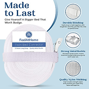 FeelAtHome Twin Bed Converter - Twin to King Mattress Joiner, 33ft Long Connecting Strap