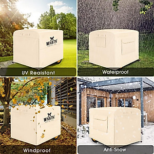 WNATN generator cover,32''L*24”W*24”H Generator Covers Heavy Duty Waterproof,600D generac generator cover,portable generator cover,inverter generator cover for outside(Beige)
