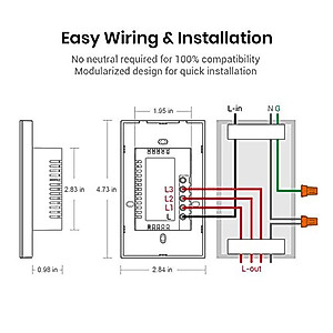 BroadLink Smart Light Switch, No Neutral Wire Required, Single Pole with App and Voice Control, 1 Gang Touch Timer Switch, Compatible with Alexa, Google Assistant, IFTTT, Siri Shortcuts, Hub Required