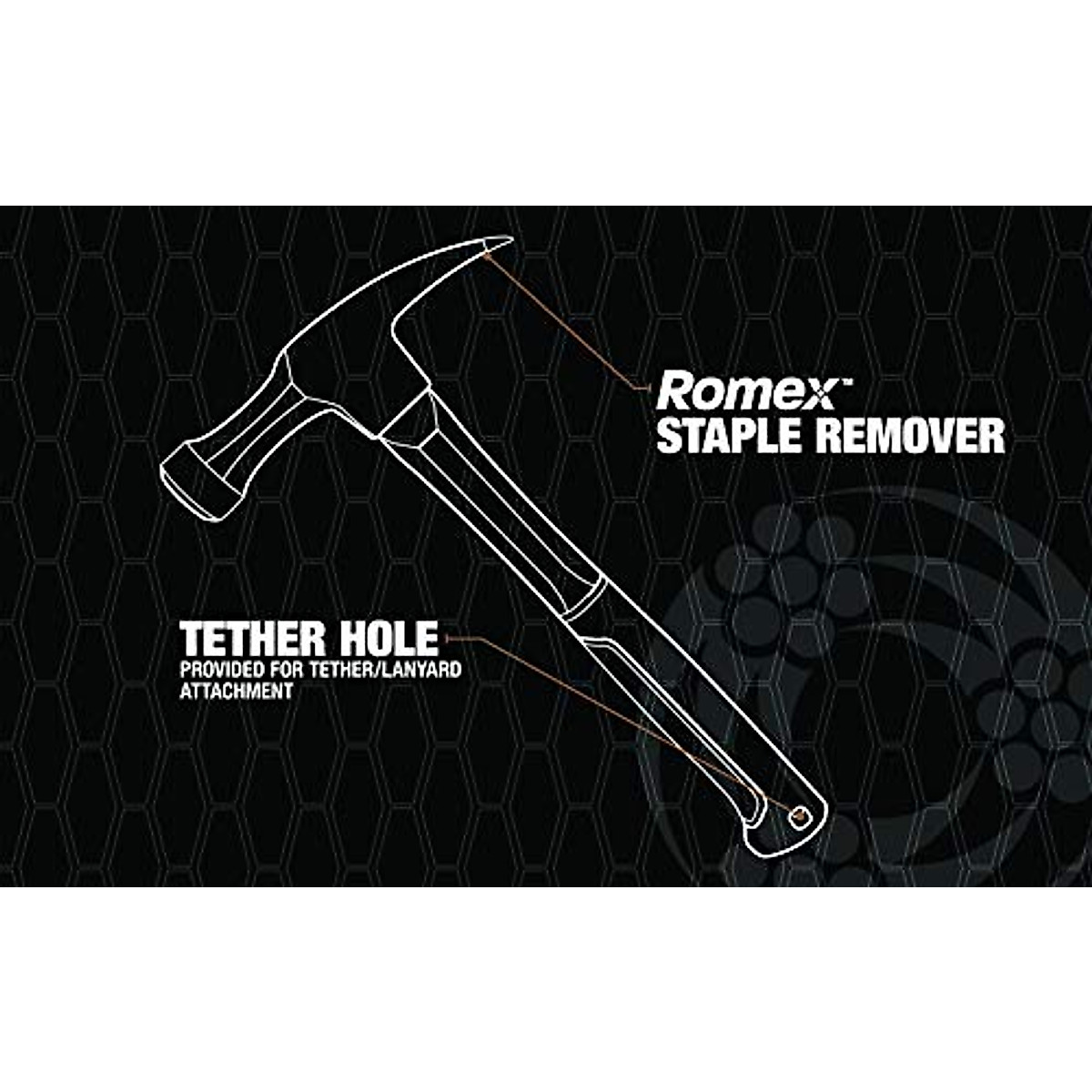 Southwire Bmeh-18 Heavy Duty Romex Electrician's Hammer; Romex Staple Remover; Tether Hole For Safety; 18 oz Head with Smooth Face; Heavy Duty Drop Forged Steel -65116740
