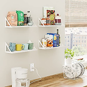 Wallniture Minori White Floating Shelves, Bookshelf Living Room Decor, Bathroom Storage, Kitchen Organization, Shelves for Bedroom Set of 4