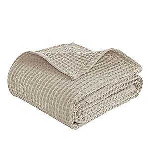 PHF 100% Cotton Baby Waffle Blankets - Lightweight Washed Soft Breathable Comfortable Swaddling Receiving Sleep Blankets - 30"x 40" Baby Toddler Blanket for Boys and Girls, Khaki