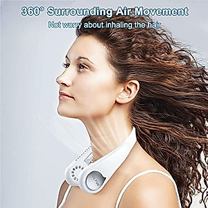 CL FUN Neck Fans Portable Rechargeable, Portable Bladeless Neck Fan for Women Men, Personal Fans for Your Neck, Battery Operated Fan Blow Cold Air, 3 Speeds Ultra-Quiet Wearable Fan for Outdoor Indoor
