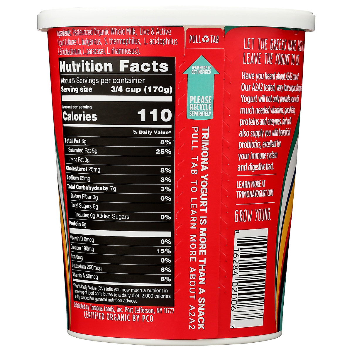 TRIMONA FOODS Organic Plain Bulgarian A2A2 Yogurt, 32 OZ