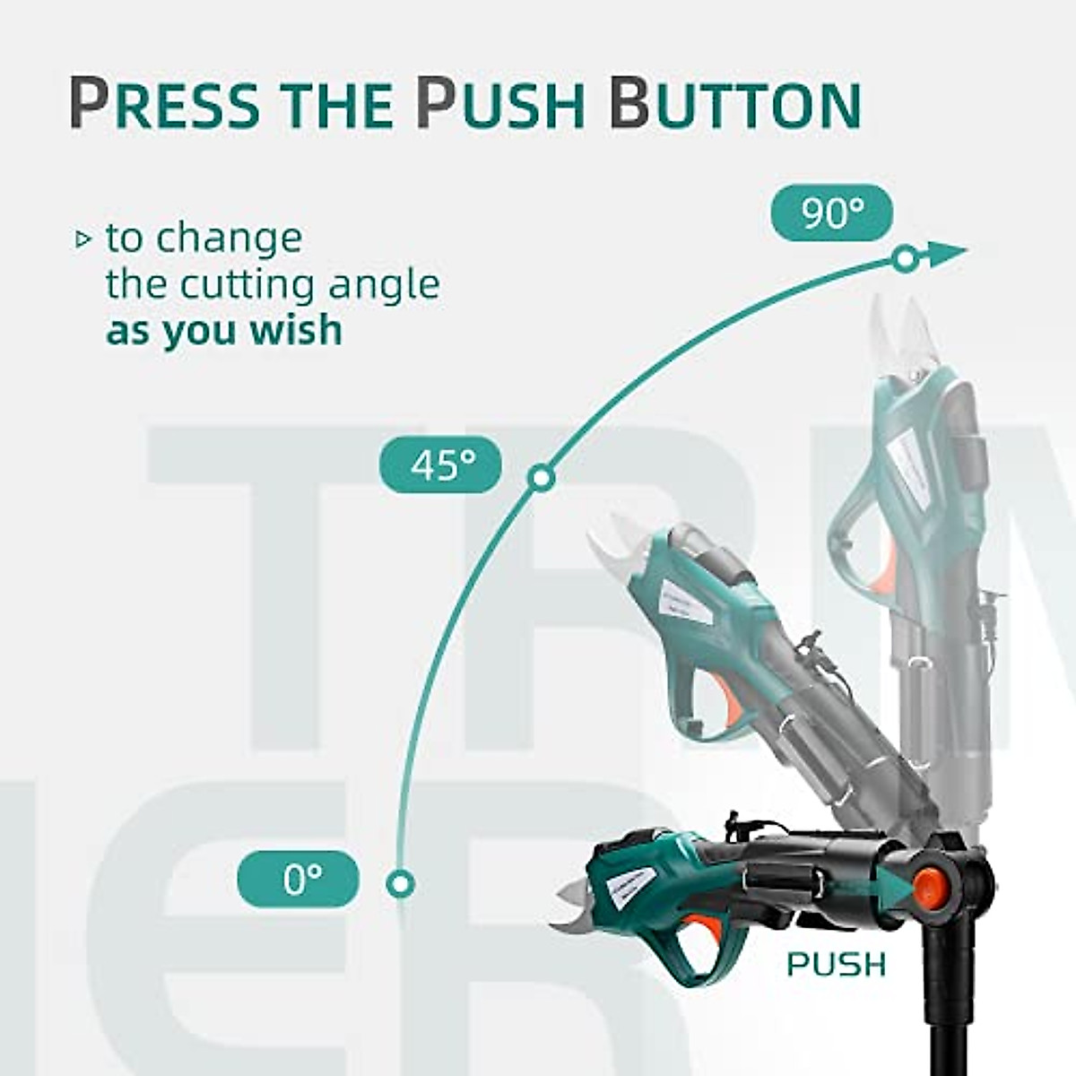 MELLCOM Electric Pruning Shears, Cordless Pruning Shears with 5.1/6.6 Ft High Telescopic Pole, Lithium Battery Powered, with Safety Protection, Green