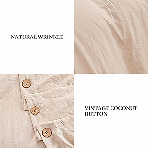 NexHome Beige Duvet Cover Sets King Size 3 Piece Double Brushed Microfiber King Duvet Cover with Button Closure & Corner Ties 1 King Breathable and Soft Duvet Cover 104x90 inches + 2 Pillow Shams