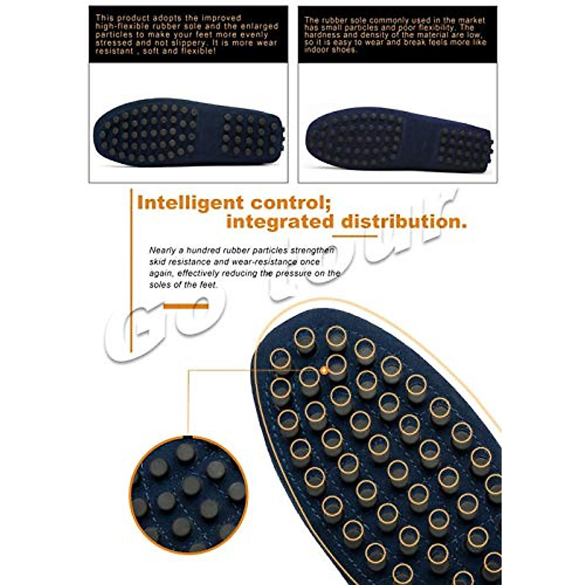 Go Tour Men's Penny Loafers Moccasin Driving Shoes Slip On Flats Boat Shoes Dark Blue 42