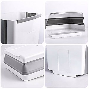 AYADA Kitchen Folding Trash Can, Widened Hanging Collapsible Garbage Can Door Mount Over Cabinet Door Drawer Counter Foldable Plastic Hook Waste Bin Basket with Garbage Bag RV 2.9 Gal