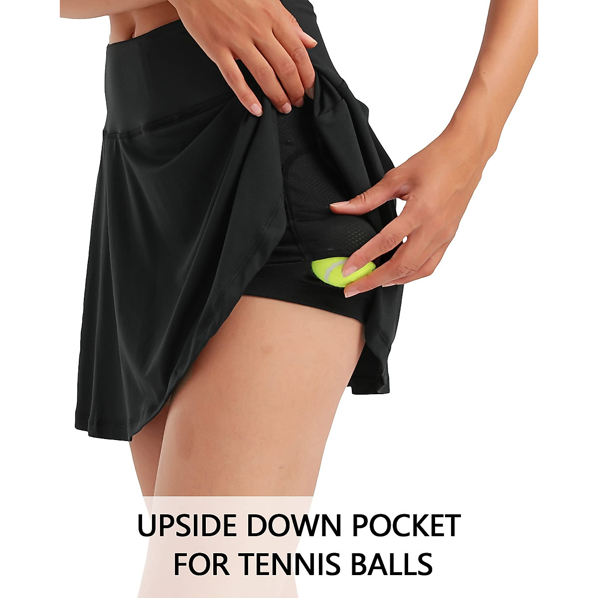 Stelle Women's High Waisted Pleated Tennis Skirts Golf Skorts with Inner Shorts for Athletic Running Workout Pickleball (Black, Medium)