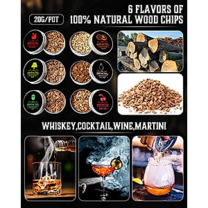 Cocktail Smoker Kit with Torch, ONUEMP Old Fashioned Kit with 6 Flavor Wood Chips for Whiskey and Bourbon, Aged Drink Smoker Infuser Kit, Smoke Top Bar Gifts for Whiskey Lovers Men Father (No Butane) …