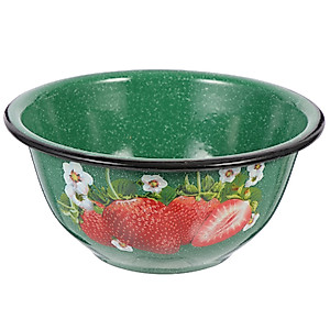 UPKOCH Enamel Bowl Vintage Mixing Bowl Soup Basin Soup Bowl Cereal Bowls Plate Round Farmhouse Enameled Bowls Enamelware for Salads Vegetables Soups Fruits Green