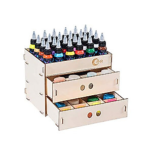 T TOGUSH Paint Rack Hobby Tool Storage Rack Craft Tool Holder Leather Tool Organizer Wooden Box