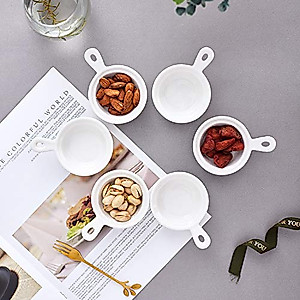Bruntmor Set Of 6 Side Dish Porcelain Dip Bowl Set with Handle, for Soy Sauce, Ketchup, Appetizer, BBQ and Dinner, 1.7 ounce, White