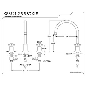 Kingston Brass KS8728DXLS Concord Widespread Kitchen Faucet Less Sprayer, Brushed Nickel