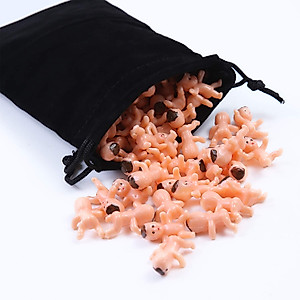 Elcoho 120 Pieces Mini Plastic Baby Favor Supplies with Velvet Bag for Baby Shower Ice Cube Game and Party Decoretions, 1 Inch