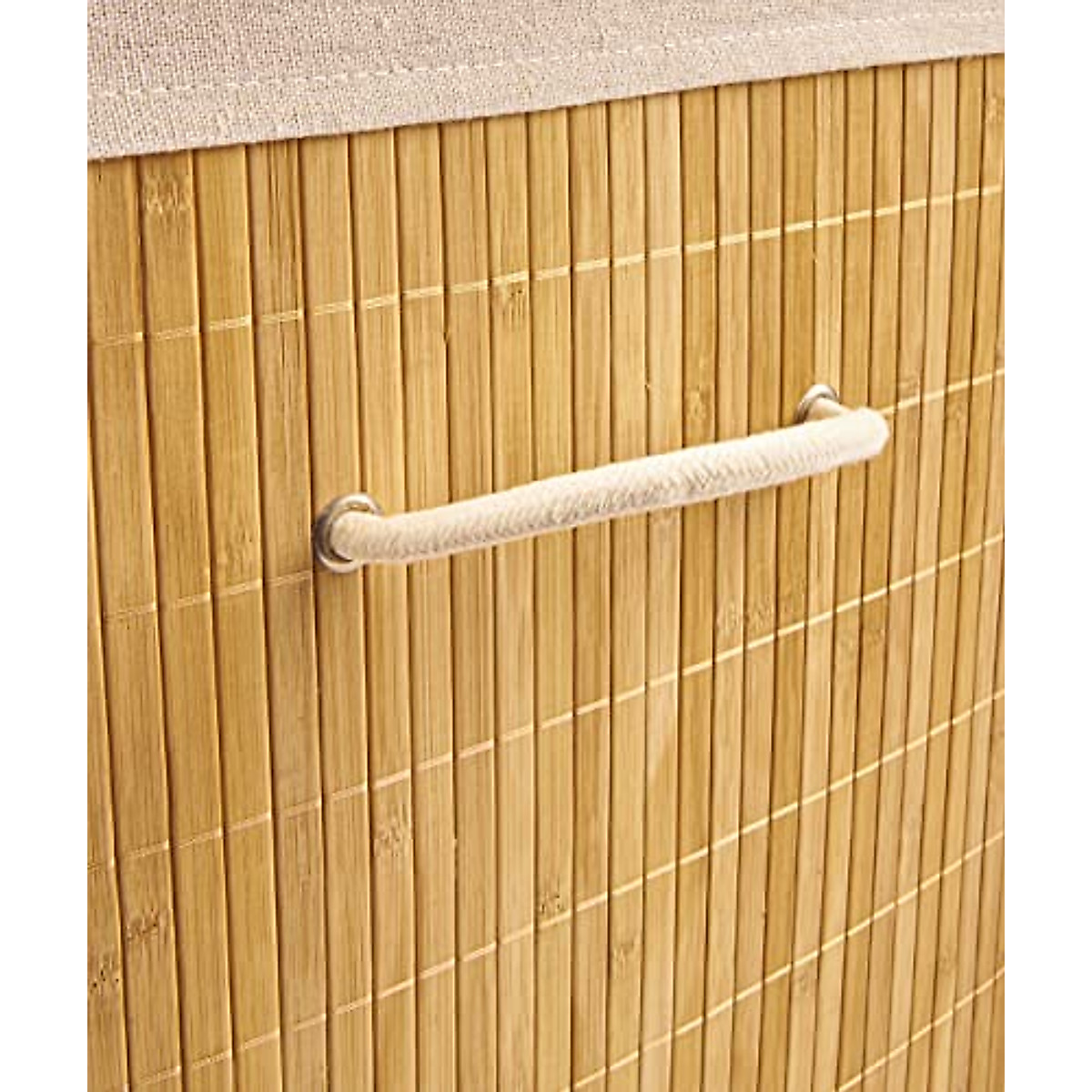 Welcome Industrial Bamboo Clothes Hamper - Clothing Basket with Carrying Handles - Corner