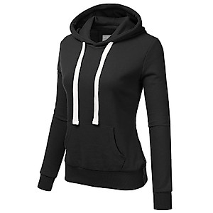 DOUBLJU Basic Lightweight Pullover Sweater Top Essential Comfy Casual Hoodie Sweatshirt for Womens Clothes with Plus Size