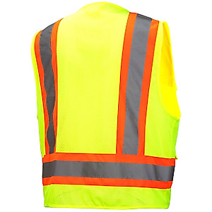 PYRAMEX Class 2 Surveyor's Safety Vest with 6 Pockets, Hi-Vis Lime, 5XL