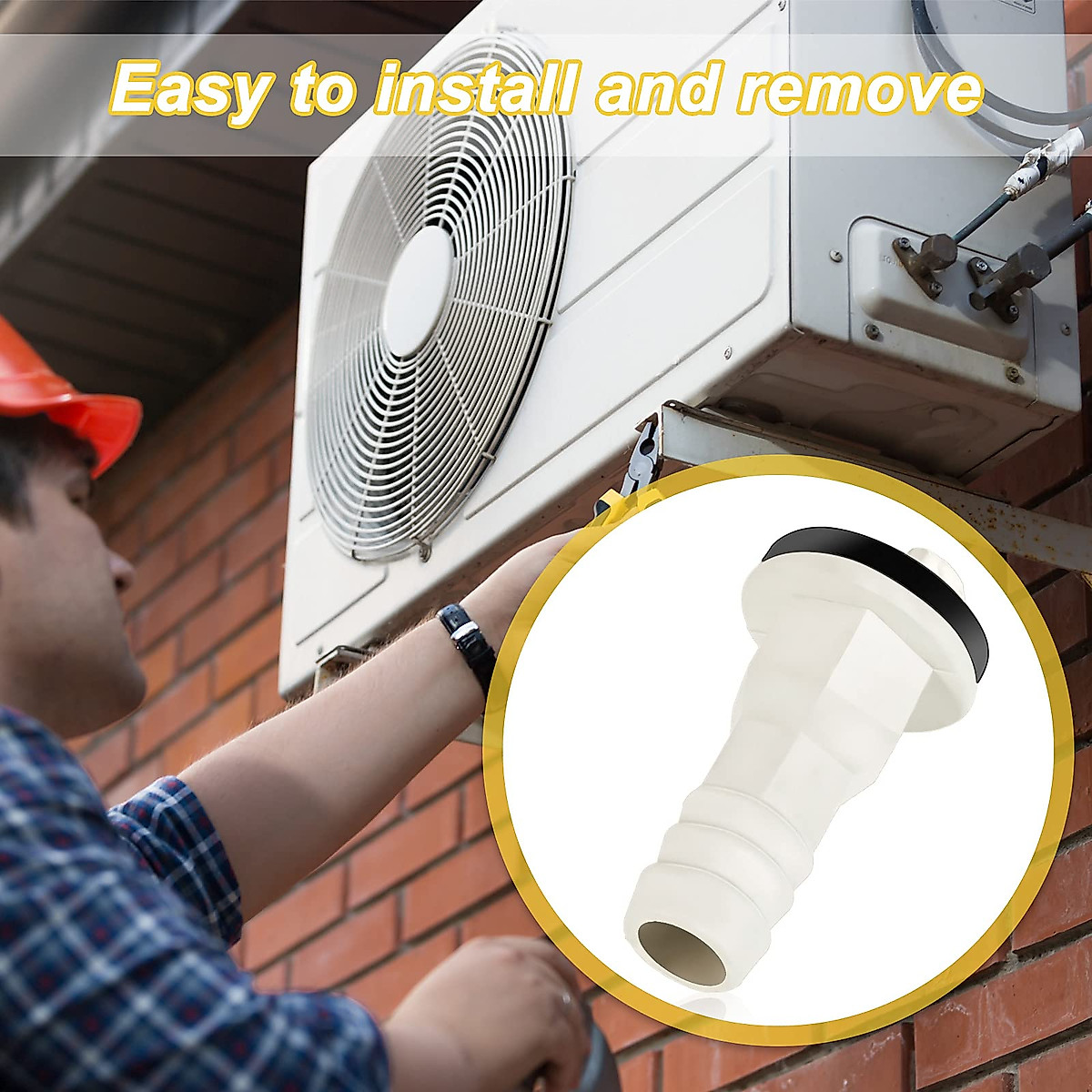 4 Pieces 15 mm/ 0.6 Inch Drain Hose Connector Elbow Fitting Air Conditioner Drain Hose Connector Air Conditioner Drain Hose Adapter with Stainless Steel Hose Hoop for Mini-Split and Window