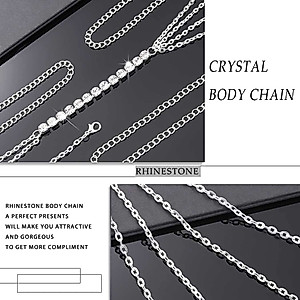 Tgirls Rhinestone Body Chains Silver Body Jewelry for Women Sexy Crystal Body Chain Beach Party Body Belly Chain