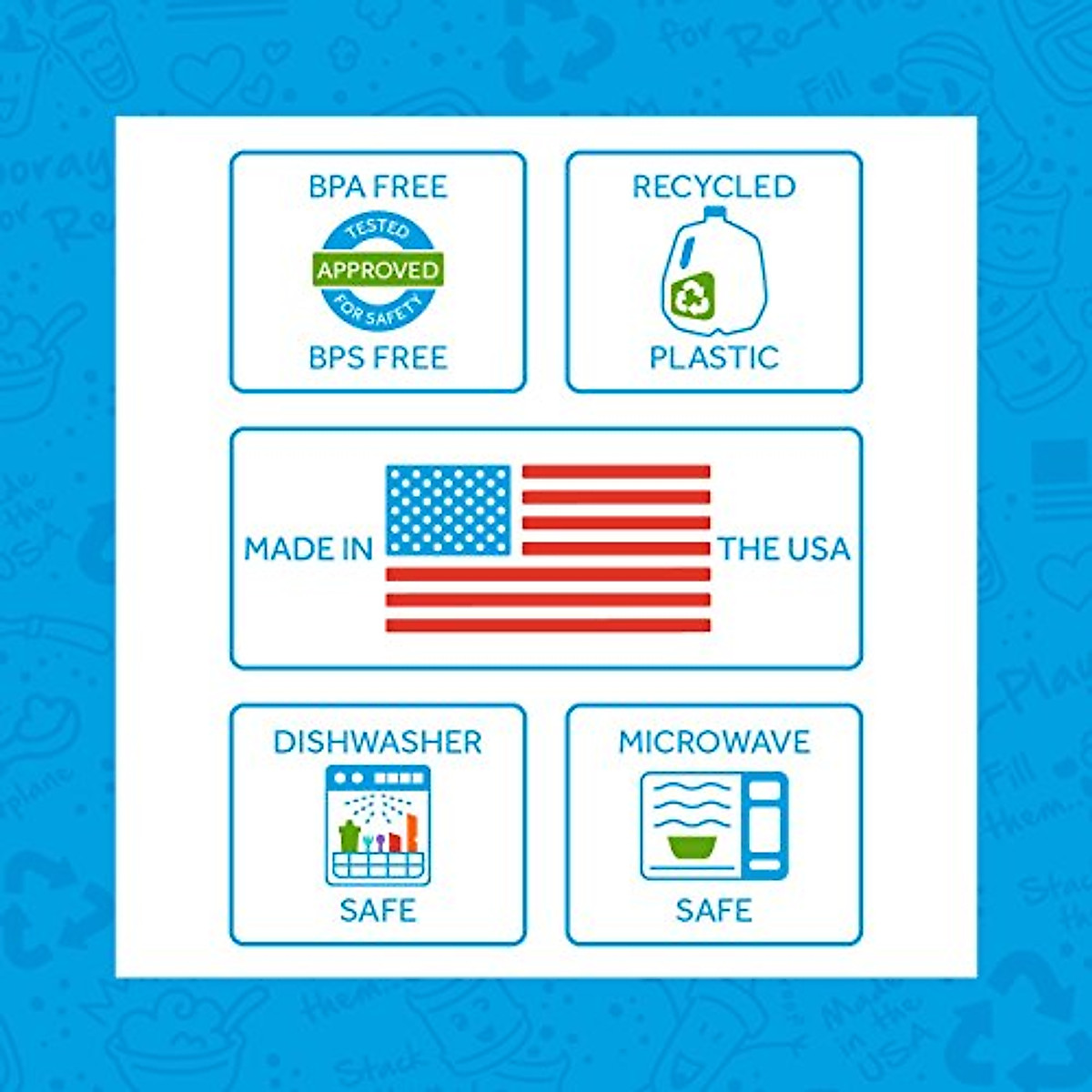 Re Play 10 Oz. No Spill Cup with Convertible Straw Lid - Made in USA - One Piece Silicone Valve and Bendy Straws - Dishwasher Safe - BPA Free - Sky - 1 Count