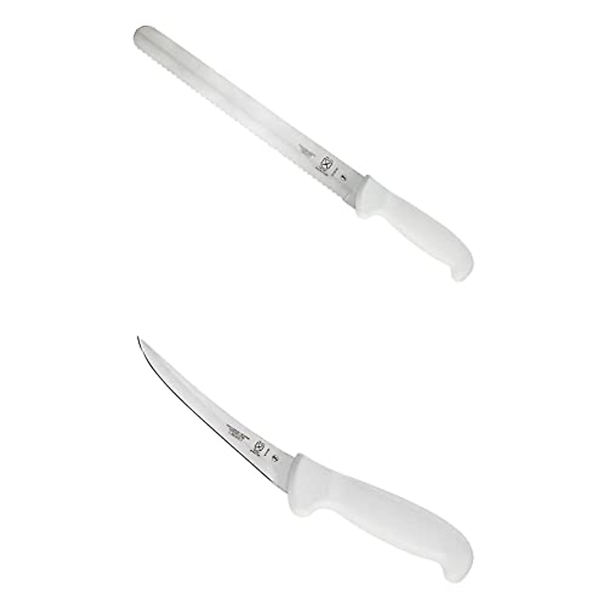 Mercer Culinary Ultimate White 11-Inch Slicer Wavy Edge and 6-Inch Curved Boning Knife