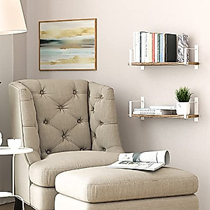 Wallniture Toledo 17"x6" Floating Shelves, Floating Bookshelf for Living Room, Wall Shelves for Bedroom, Kitchen Organization, Bathroom Storage Shelves Burnt Set of 2