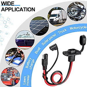 Tuanse 4 Pcs 12 AWG Power Socket Sidewall Port Compatible with SAE Quick Connect Solar Panel Weatherproof Solar Panel Cables and Connectors Battery Connector Power Parts for Generator Battery Charger