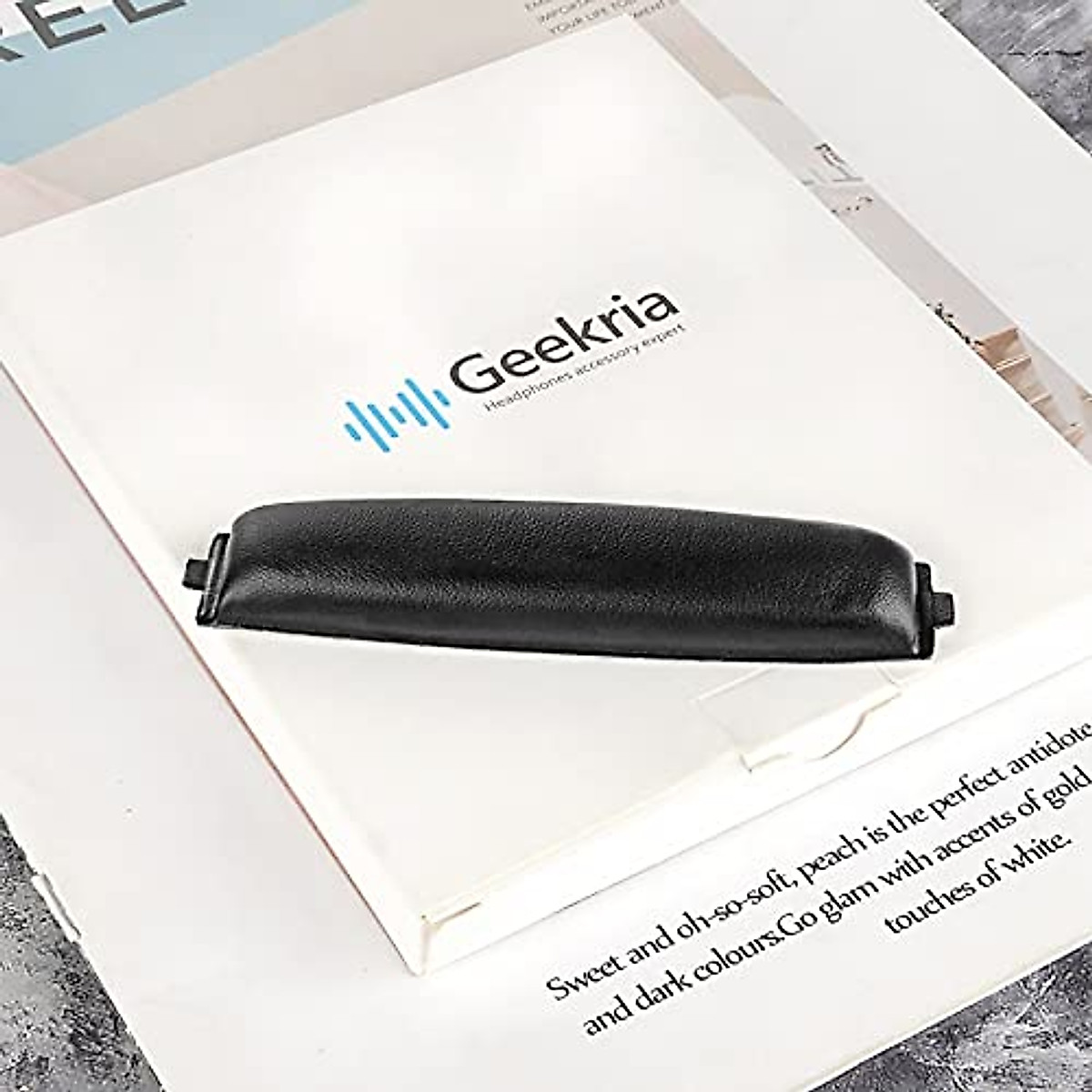 Geekria Protein Leather Headband Pad Compatible with Sennheiser HD229, HD228, HD220, HD219, HD218 Headphone Replacement Headband/Headband Cushion/Replacement Pad Repair Parts (Black)