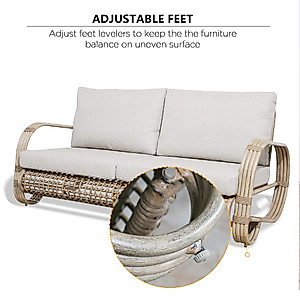 Ulax furniture Outdoor Sectional Conversation Loveseat Set Patio Furniture for Indoor/Outdoor Use