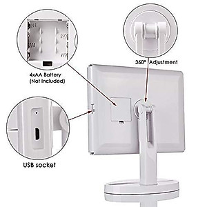 KXA Touch Lighted Makeup Mirror, Desktop Trifold Makeup Vanity Mirror 3X/2X/1X Magnification Dimmable 180° Rotation Illuminated Countertop Cosmetic Mirror