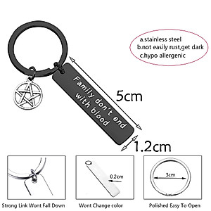 TGBJE Family Don't End with Blood Best Friend Keychain SPN Jewelry Movie Inspired Gift Movie Fans Gift (BL End with Blood)