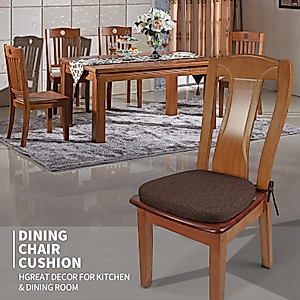 SINOSSO 4 Pack Pure Memory Foam Chair Cushions for Dining Chairs, Original Linen 16" U-Shape Comfortable Kitchen Chair Pads, Removable Slip Resistant Seat Cushions (Set of 4, Dark Brown)