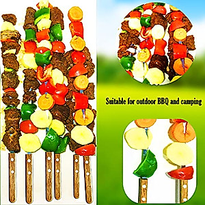Voniel 23.5 Inch Extra Long Large Kabob Skewers,12pcs Flat Wide Stainless Steel BBQ Skewer,Reusable Barbecue Stick for Grilling,Metal Heavy Duty Thick Kebab with Wooden Handle with Bag.