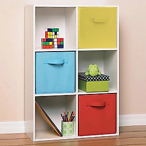 Largoda Storage Cubes,11.4 inch Cube Storage Bins (6 Pack) Storage Bins with Handles,Rectangle Storage Box,for clothes toys books and more,rainbow storage bins Includes 2 stickers