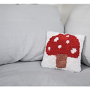 Boho Disco Mushroom Pillow - Tufted Cotton Pillow for Mushroom Decor, Mushroom Plush Pillow for Fun Pillow - Mushroom Throw Pillow, Mushroom Decor for Bedroom, Cool Throw Pillow 10x10 inches