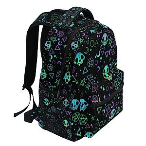 MNSRUU School Backpack Magic Skulls College Knapsack Laptop Rucksack Business Travel Computer Bookbags for Adult Teen One Size