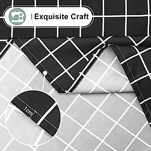 misaya Rectangle Waterproof Fabric Table Cloth, Plaid Stain Proof Polyester Tablecloth, Washable Cloth Table Cover for Dining Room, Kitchen, Outdoor (60" x 84", Black)