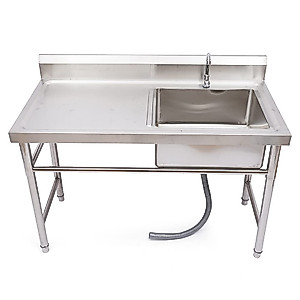 Stainless Steel Sink,Outdoor Sink Station with Hose Hook Up Commercial Utility Sink for Laundry Room Restaurant Kitchen Sink with Faucet and 21.25" L x 18.89" W Workbench