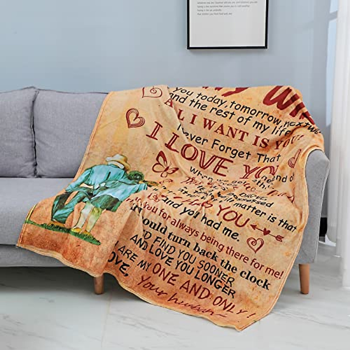 Wedding Gifts for Her to My Wife Blanket from Husband Birthday Gift Ideas Christmas Romantic Valentine's Day Gift for My Wife Blanket Soft Cozy Flannel Throw Blanket