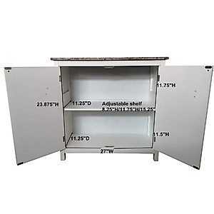 Kings Brand Furniture - Haber Marble Finish Top White Kitchen Island Storage Cabinet