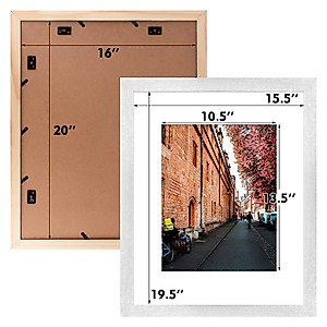 Golden State Art, 16x20 Wooden Picture Frame - Mat for 11x14 Photos - Real Glass - Horizontal and Vertical Wall Display, Great for Engagement, Wedding, Silver, 1 Pack