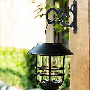 DUOUPA Upgraded Hanging Plant Bracket Outdoor Indoor Decorative Iron Wall Hooks for Hanging Plant, Bird Feeder, Flower Basket, Lanterns, Wind Chimes, Ornaments, Black (1 Pack)