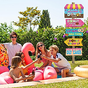 Jetec 20 Pieces Donut Party Directional Signs Donut Welcome Sign Donut Party Yard Sign Outdoor Lawn Decoration for Donut Party Decoration Supplies