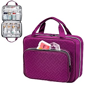 BAGSFY Medicine Bag for Traveling, Pill Bottle Organizer and Storage, Home Medication Bag, Vitamin Bottle Carrying Case Large Purple (Comes with Weekly Pill Organizer)