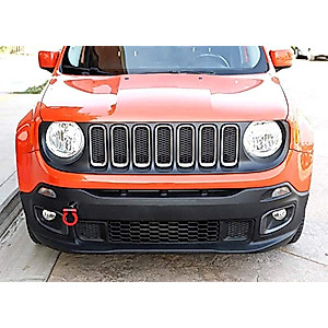 iJDMTOY Red Track Racing Style Tow Hook Ring Compatible With Jeep 2015-up Renegade Latitude, Sport, Limited models (Except Trailhawk), Made of Lightweight Aluminum