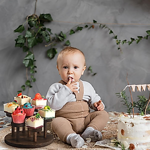 BBTO 7 Tier Wooden Display Stand for Figures Action Figure Stand Multilevel Wood Riser for Display Collection Organizer Holder for Figure Perfume Jewelry Toys Souvenir (Brown)