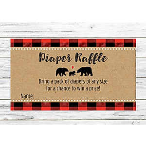 Lumberjack Buffalo Plaid Baby Shower Diaper Raffle Cards - 24 count